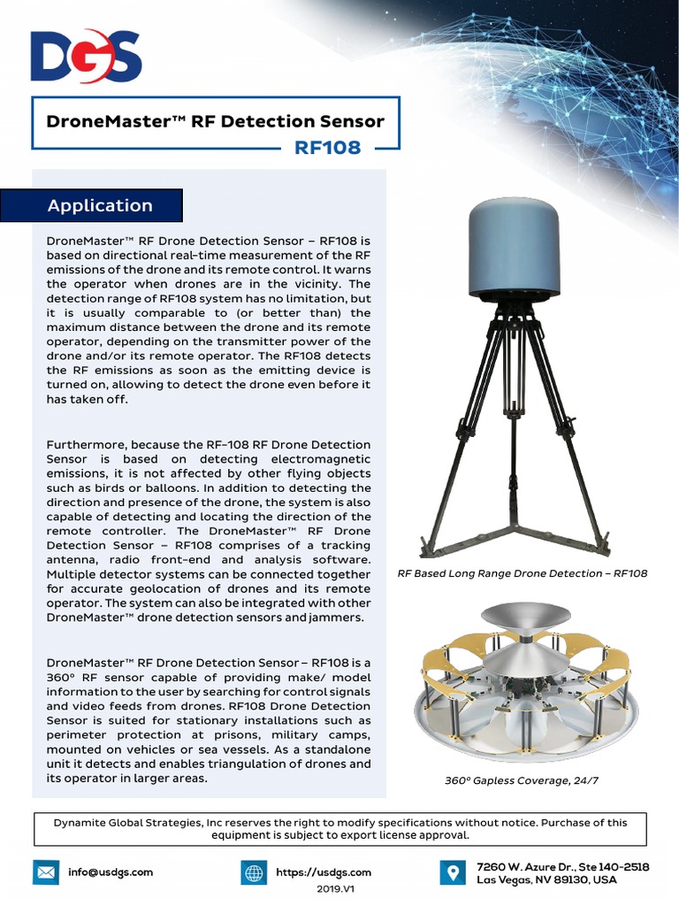 RF108 Drone Detection Sensor Overview | PDF