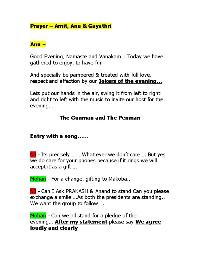 Script For Awards Night | PDF