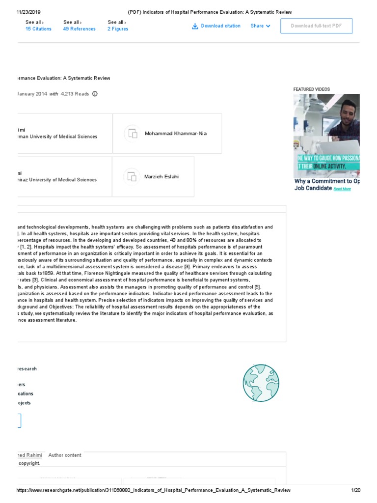 (PDF) Indicators of Hospital Performance Evaluation - A Systematic ...