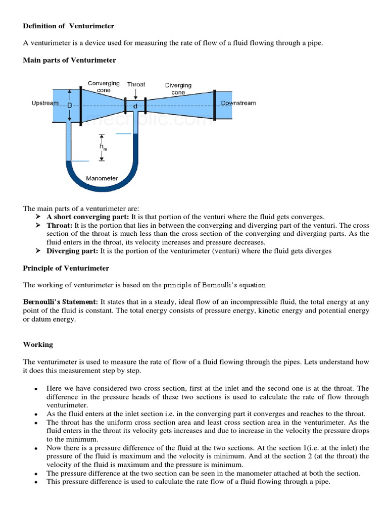 Venturi Meter | PDF | Flow Measurement | Fluid Dynamics