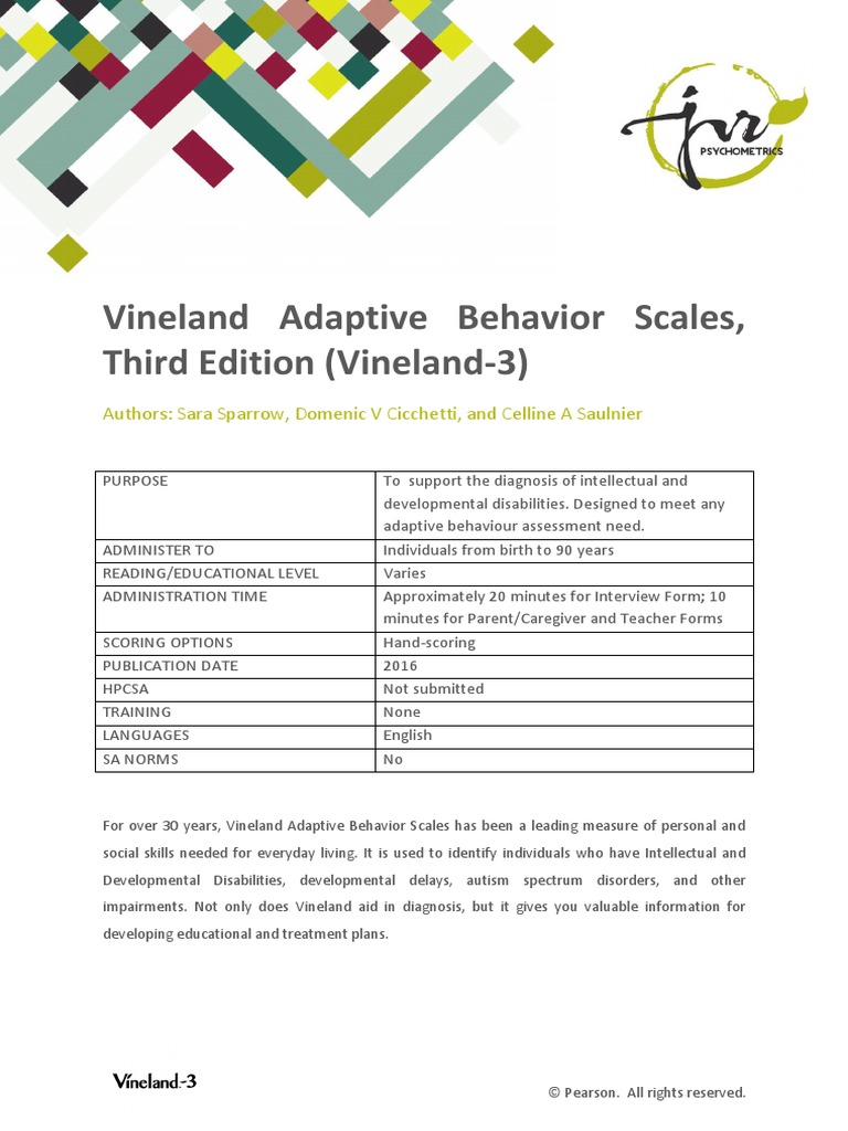 Vineland 3 | PDF | Intellectual Disability | Autism