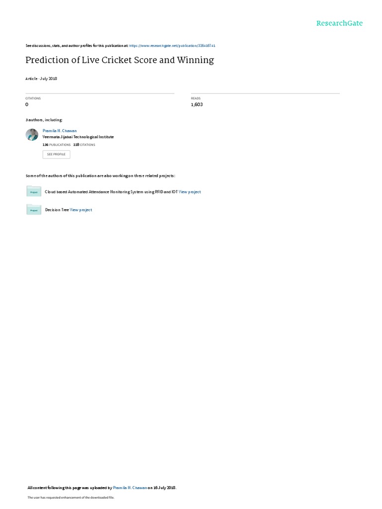 Paper 105 | PDF | Prediction | Cricket