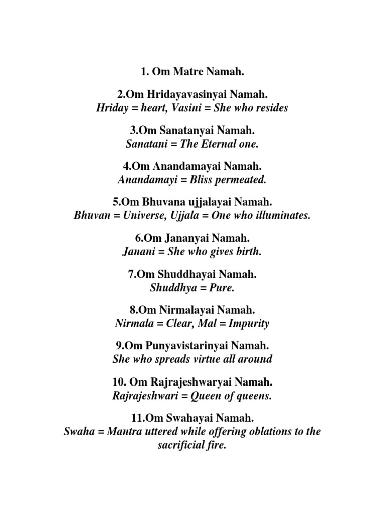 108 Mantras of Worship - Birthday Blessing Mantras | PDF | Devi ...