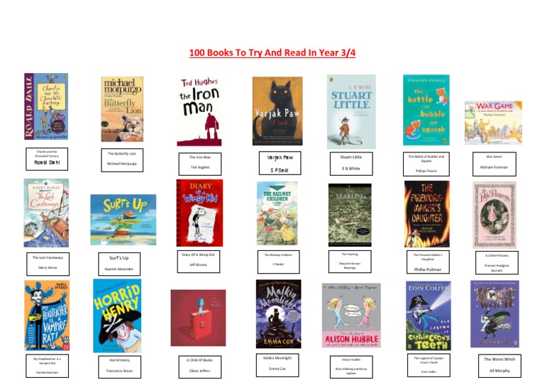 100 Books to Try and Read Before You Leave Year 4 1