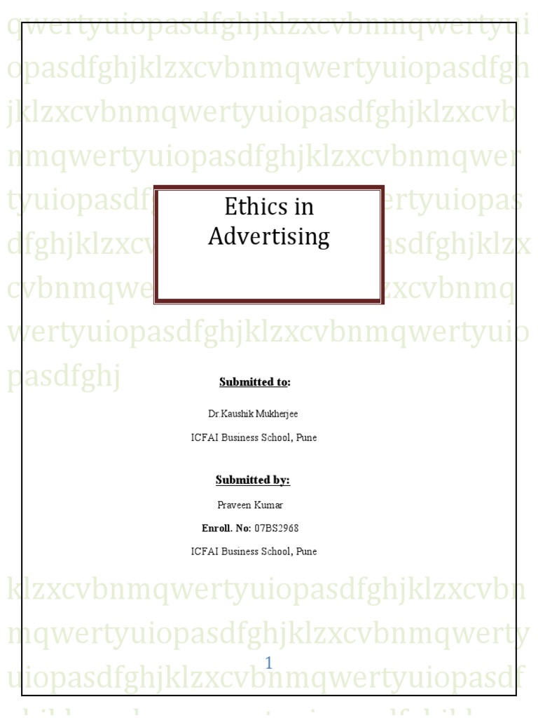 Ethics in Advertising: Submitted To | PDF | Advertising | Stereotypes