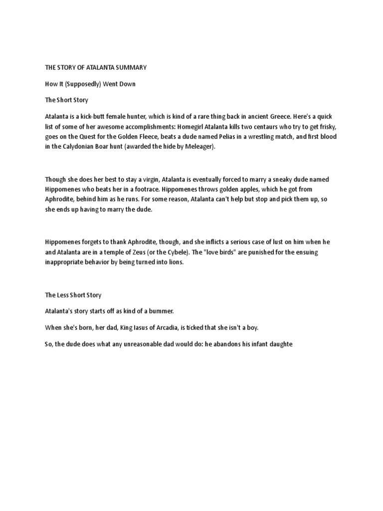 The Story of Atalanta | PDF