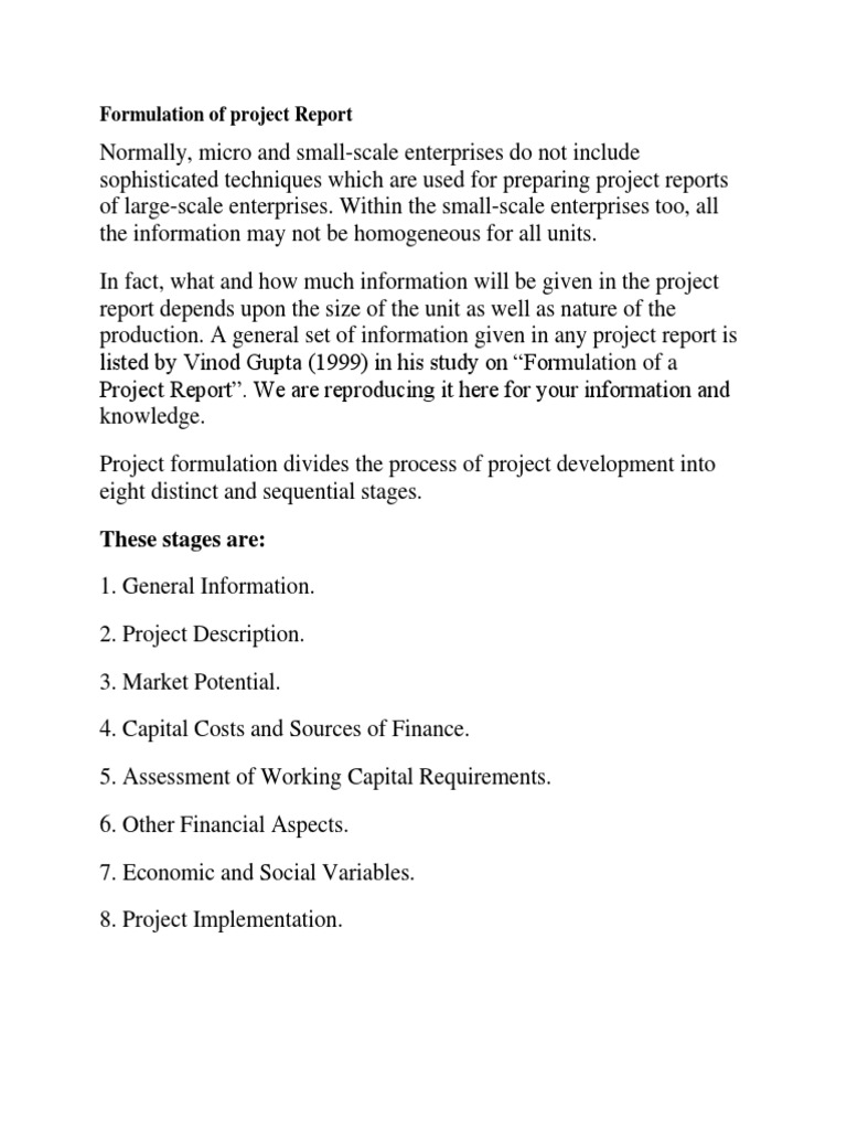 Formulation of Project Report-1 | PDF | Business | Economies