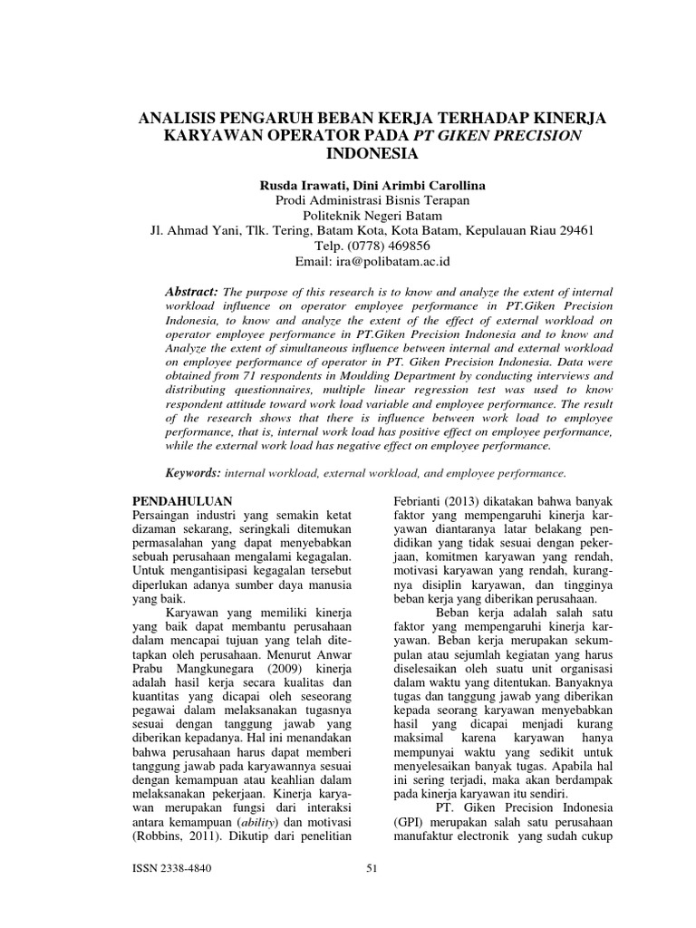 Analisis Pengaruh Beban Kerja Terhadap K 9514b0dc | PDF