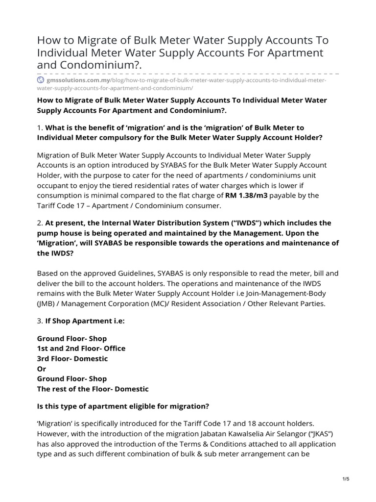 Bulk Meter Water Supply | PDF | Water Supply | Condominium