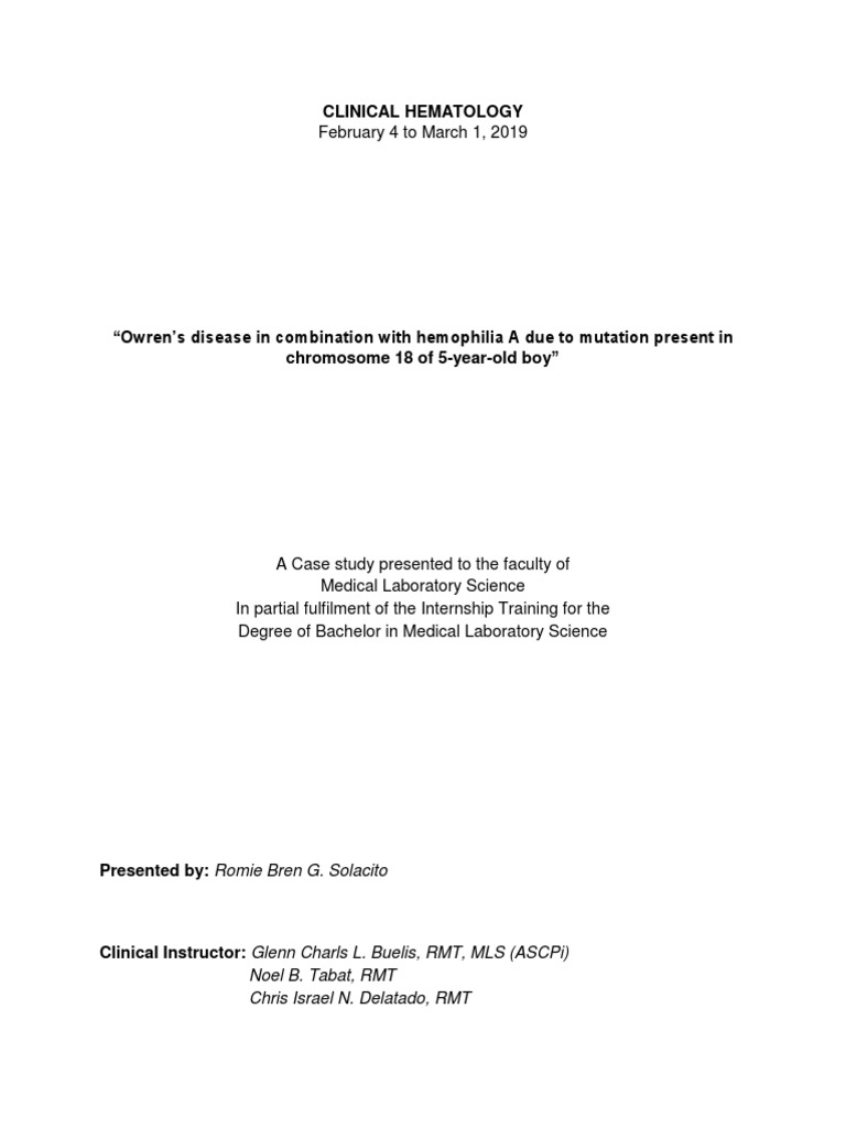 Clinical Hematology Case Study | PDF | Bleeding | Coagulation