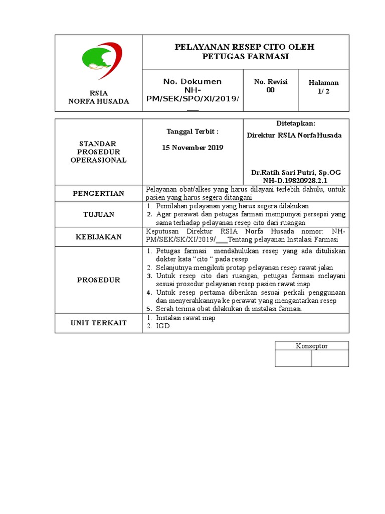 Pelayanan Resep Cito Oleh Petugas Farmasi | PDF
