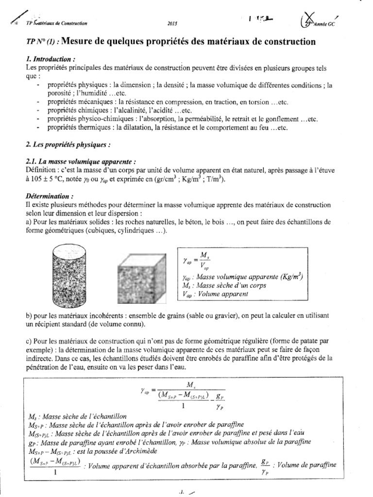 TP MDC PDF | PDF | Densité | Béton