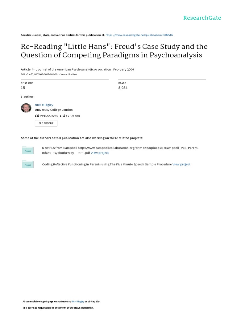 Freud's Case Study | PDF | Oedipus Complex | Psychoanalysis