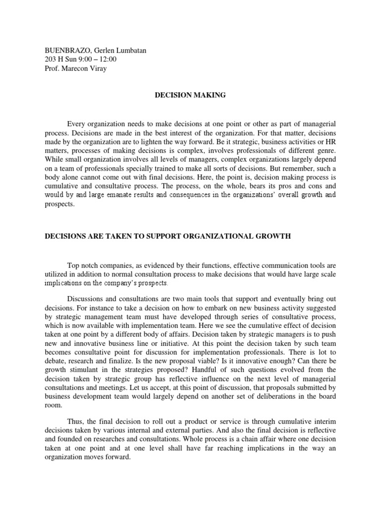 GDMS: 5 Decision-Making Styles in Organizations | PDF | Decision Making ...