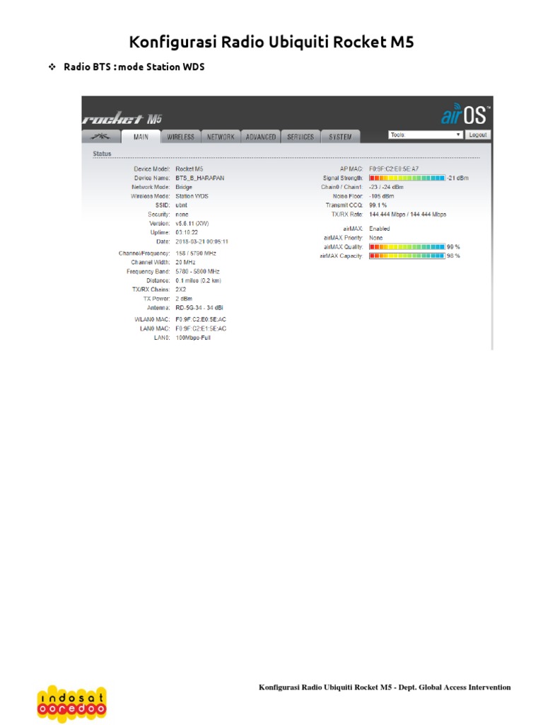 Konfigurasi Radio Ubiquiti Rocket M5 | PDF | Radio | Computer Network