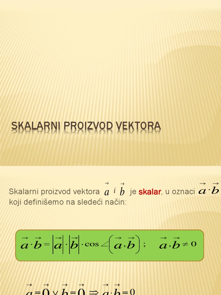 Skalarni Proizvod Vektora | PDF