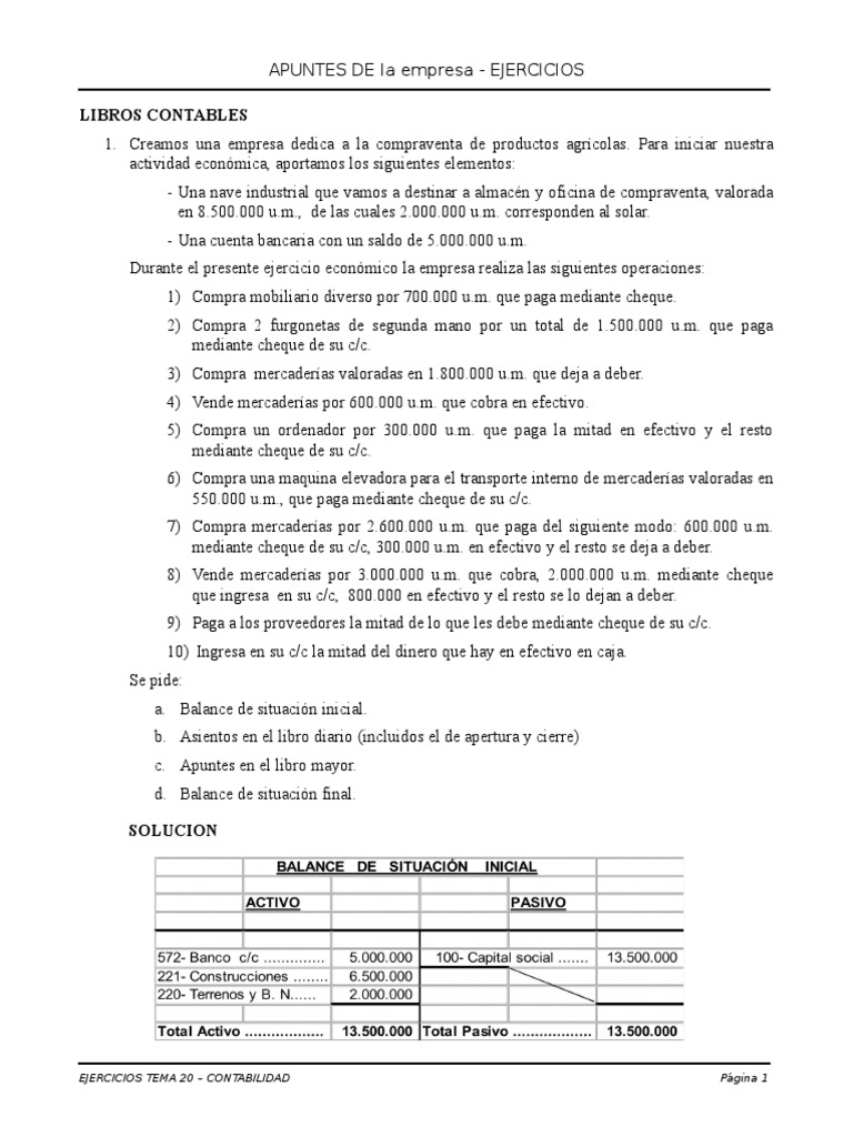 20 - Respuestas Ejercicios Contabilidad | Descargar gratis PDF | Cheque | Contabilidad