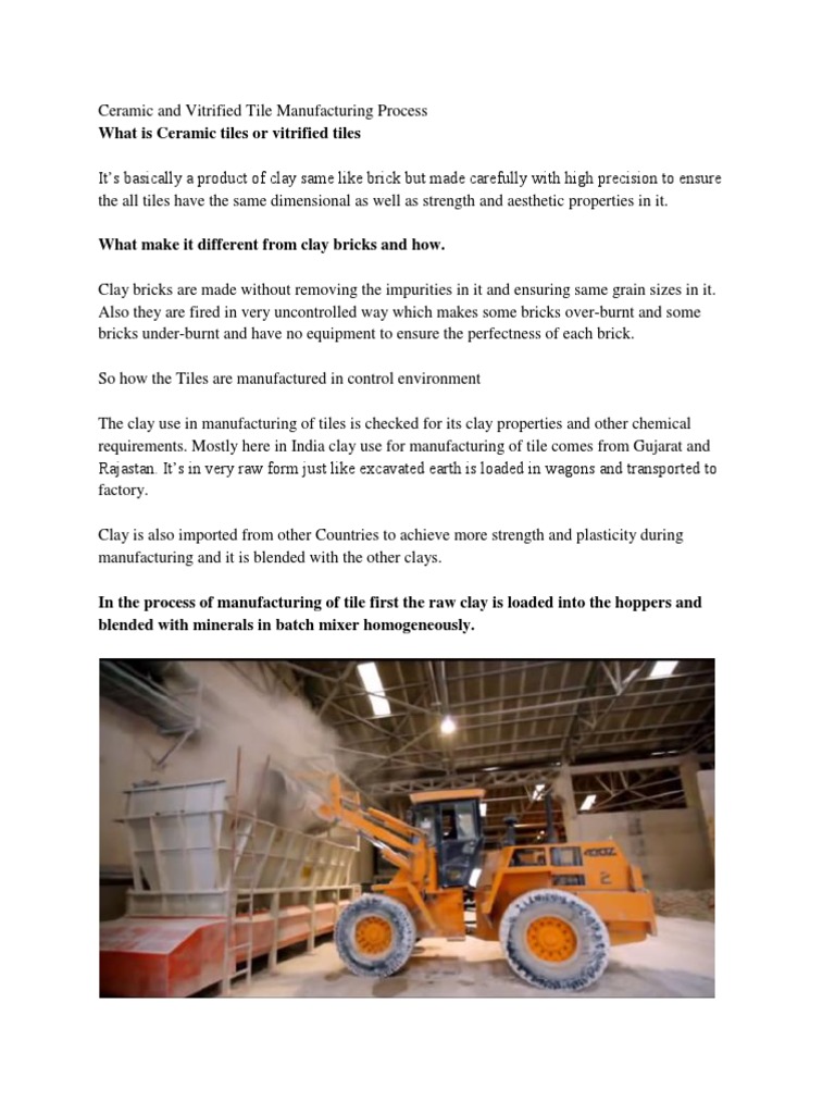 Ceramic and Vitrified Tile Manufacturing Process | PDF | Tile | Clay
