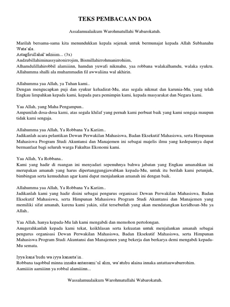 Teks Pembacaan Doa | PDF