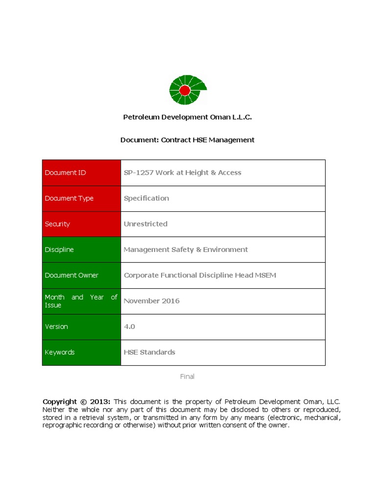 (PDO) SP-1257-HSESpecification-Work AtHeight Access Scaffolding | PDF ...