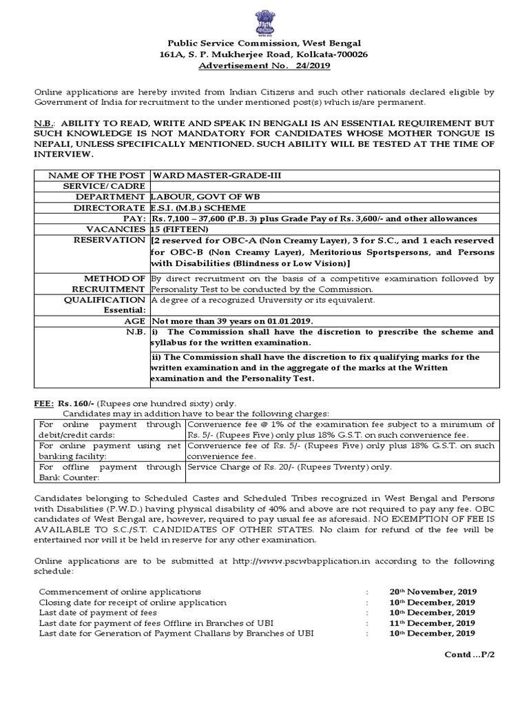 Ward Master | PDF | Fee | Payments