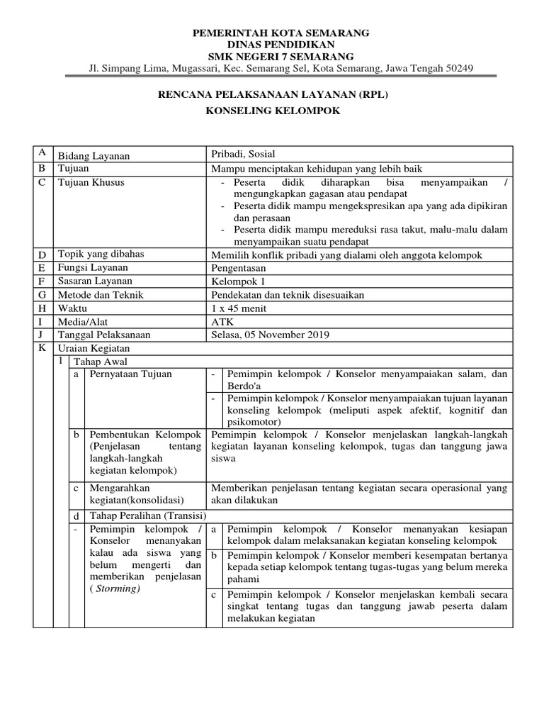 RPL Konseling Kelompok | PDF