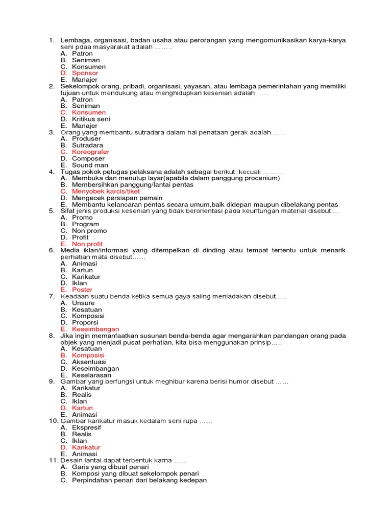 Latihan Pas SBK II | PDF
