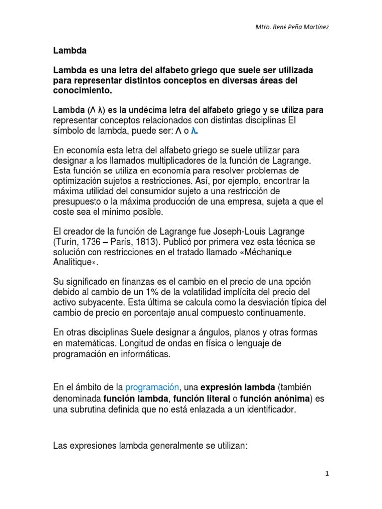 Lambda | PDF | Lenguaje de programación | Python (lenguaje de programación)