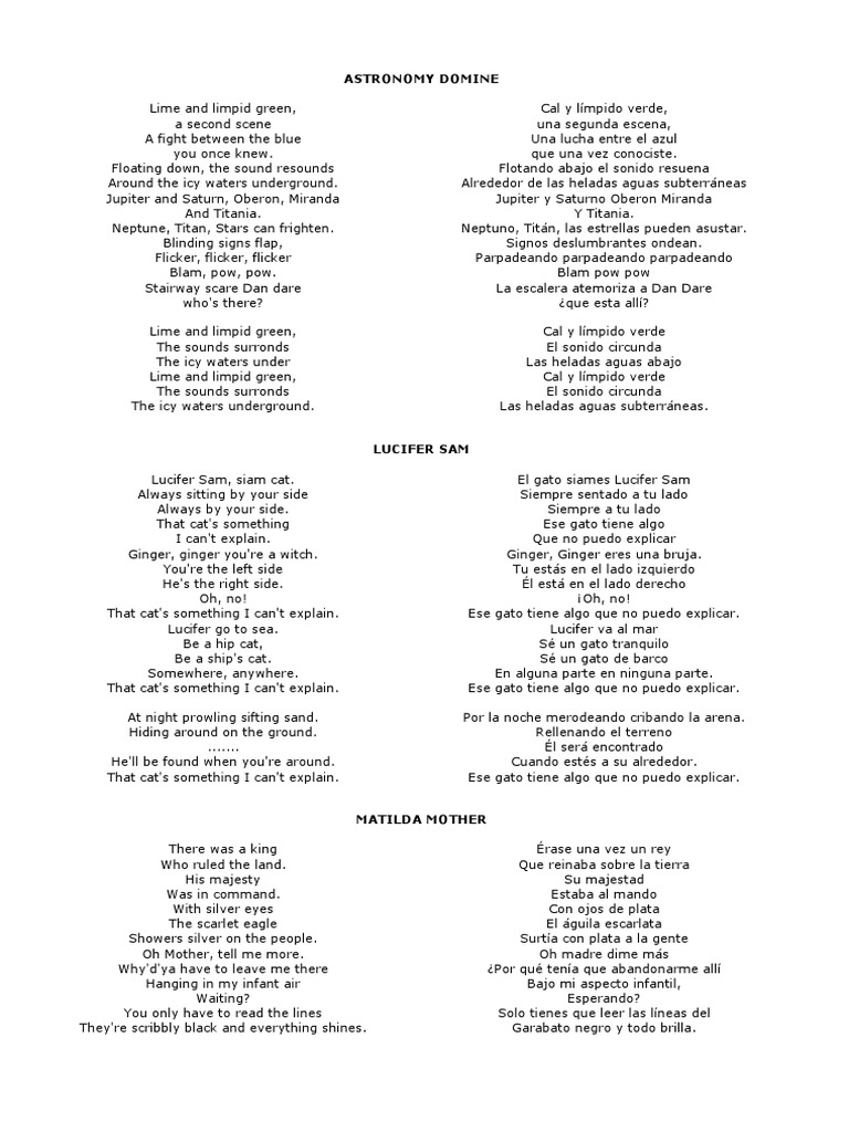 Letras Pink Floyd | PDF | Entretenimiento (general) | Naturaleza