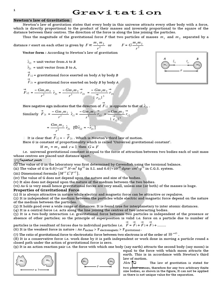 Gravitation Notes Class Xi | Download Free PDF | Orbit | Apsis