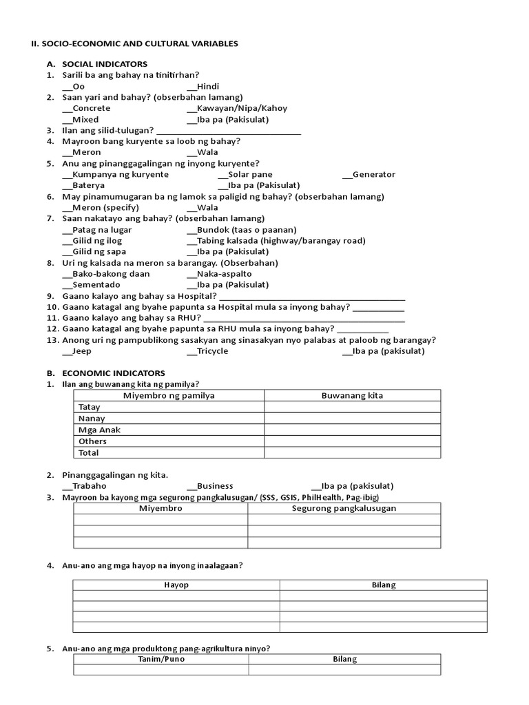 CHN Questionnaire | PDF