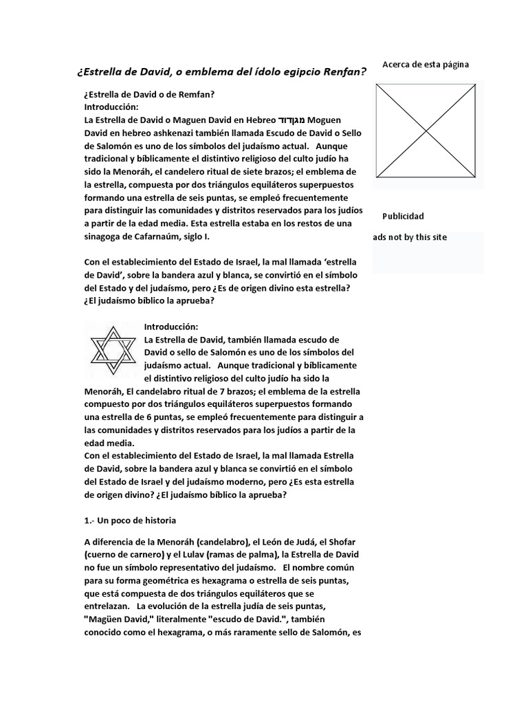 Estrella de David -¡No! - Estrella Del Ídolo Egipcio Renfan | PDF ...