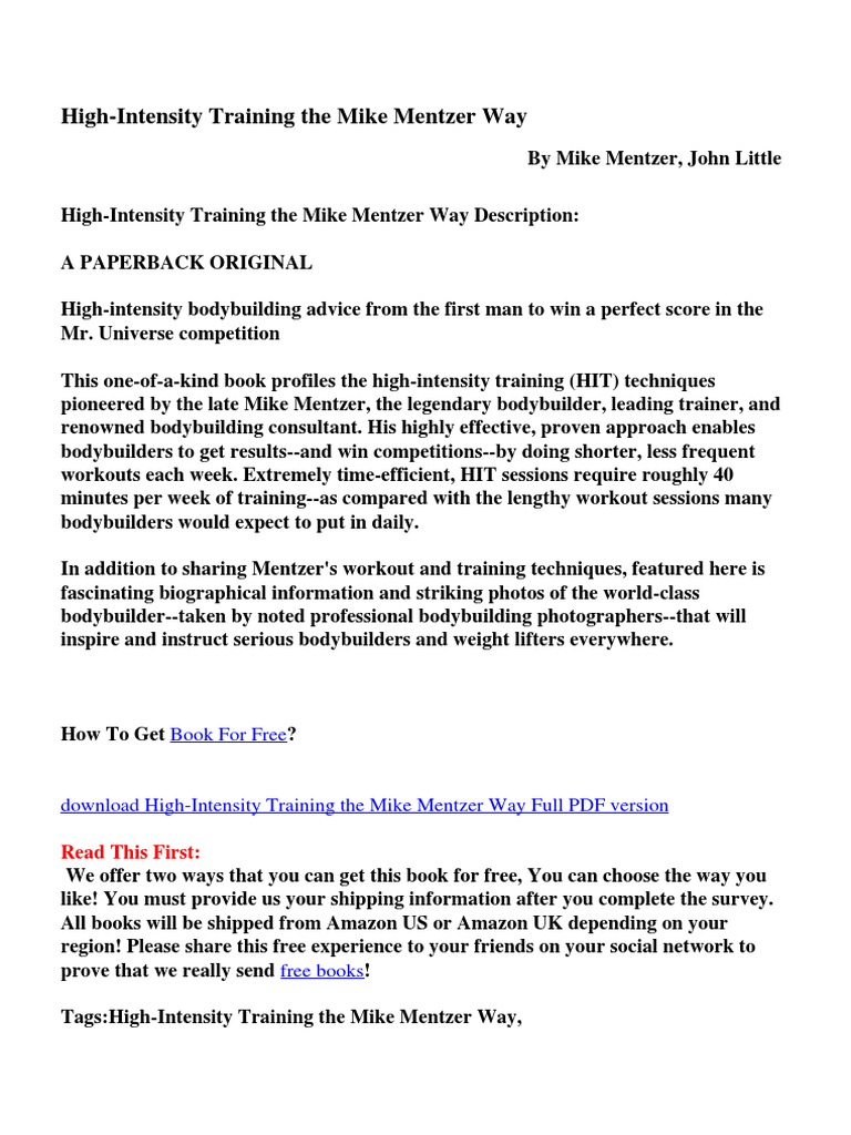 High-Intensity Training The Mike Mentzer Way | PDF