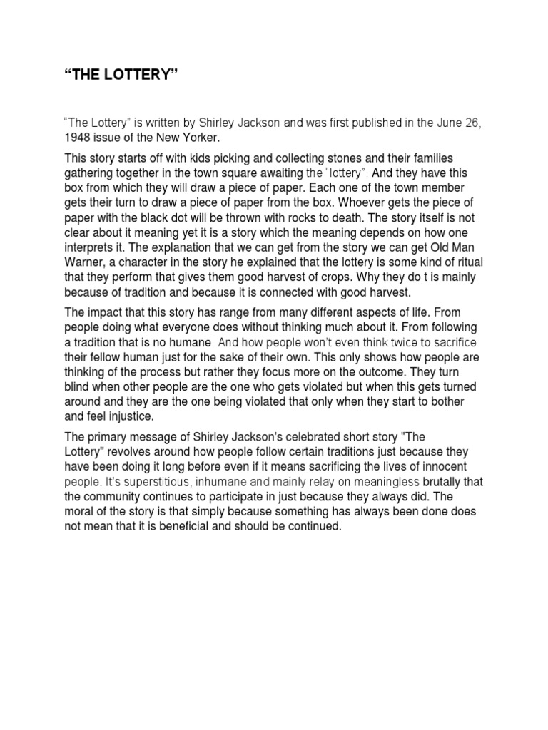 The Lottery | PDF