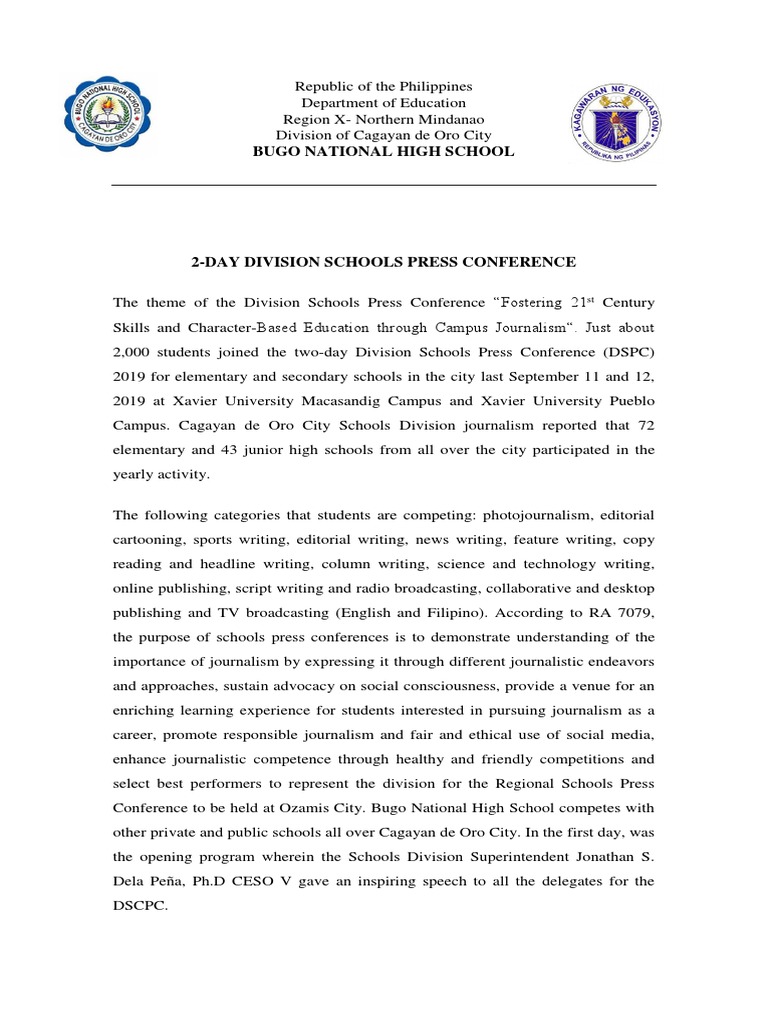 Narrative Report For DSPC 2019 | PDF | Journalism | Social Institutions