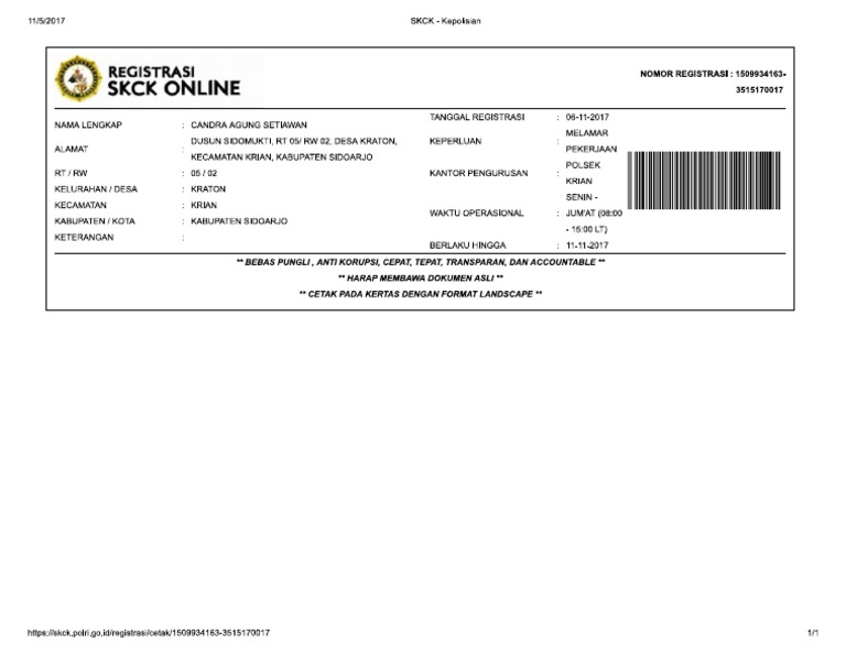 Contoh SKCK - Kepolisian