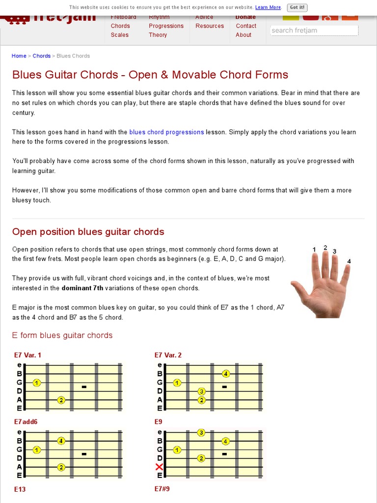 Blues Guitar Chords - Comprehensive Blues Chord Chart PDF | Download ...