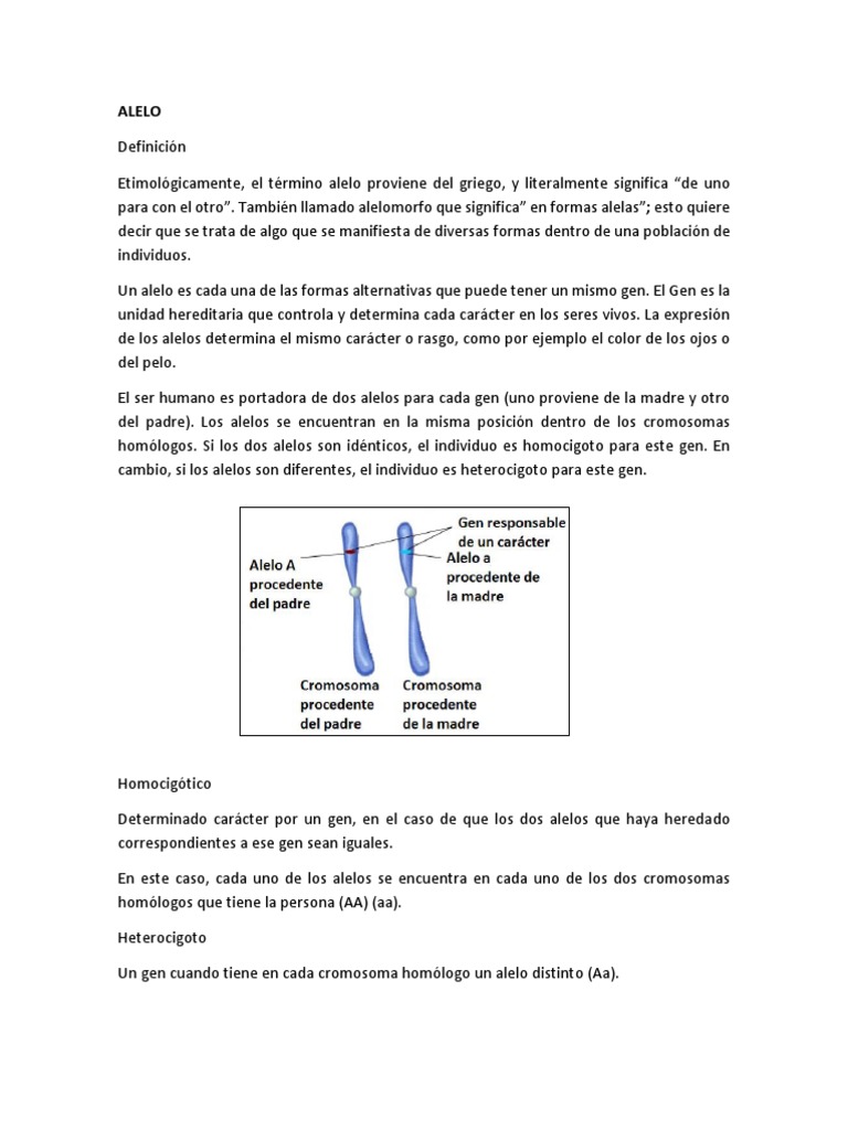 Definición y Tipos de Alelos | PDF | Alelo | Dominancia (Genética)