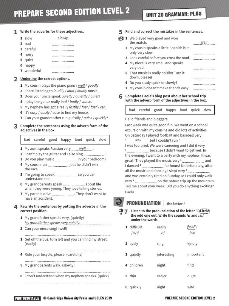 PREPARE 2 Grammar Plus Unit 20 PDF | PDF | Adverb