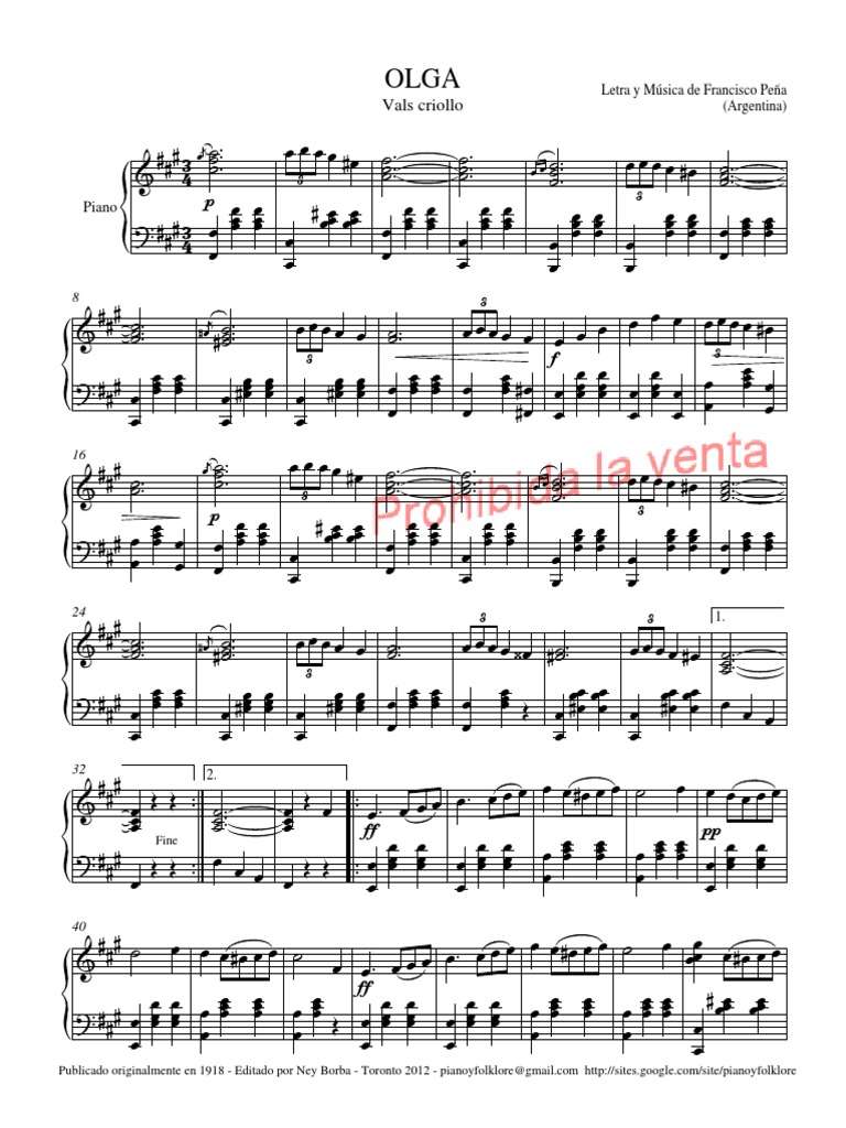 Olga - Partitura y Letra | PDF