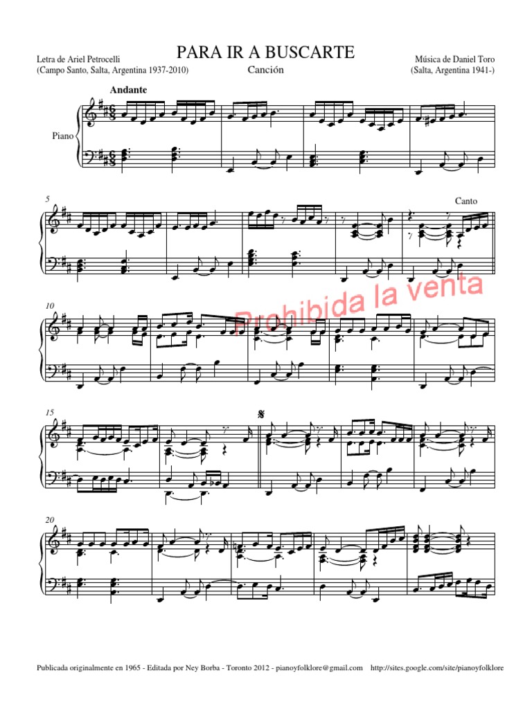 Para Ir A Buscarte - Partitura y Letra | PDF