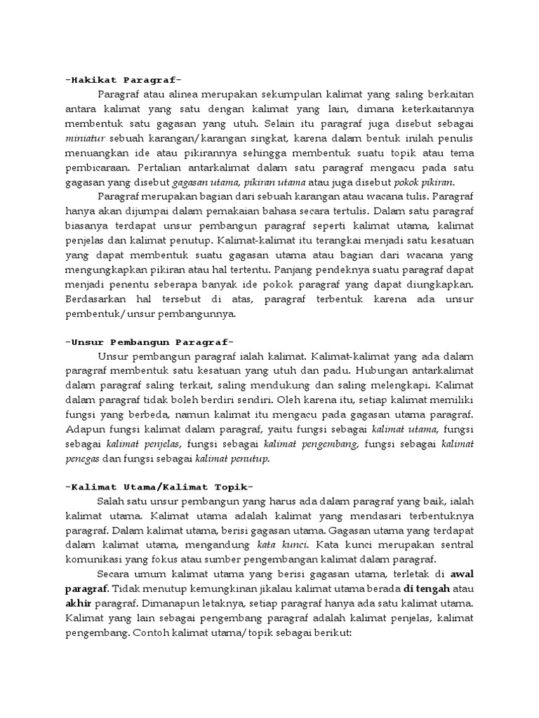 Definisi Dan Penjelasan - Paragraf | PDF