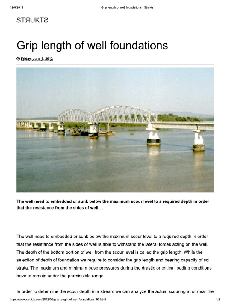 Grip Length of Well Foundations Strukts | PDF