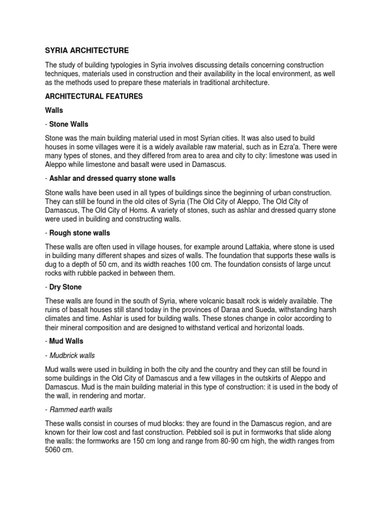 Syria Architecture | PDF | Architectural Elements | Building Engineering