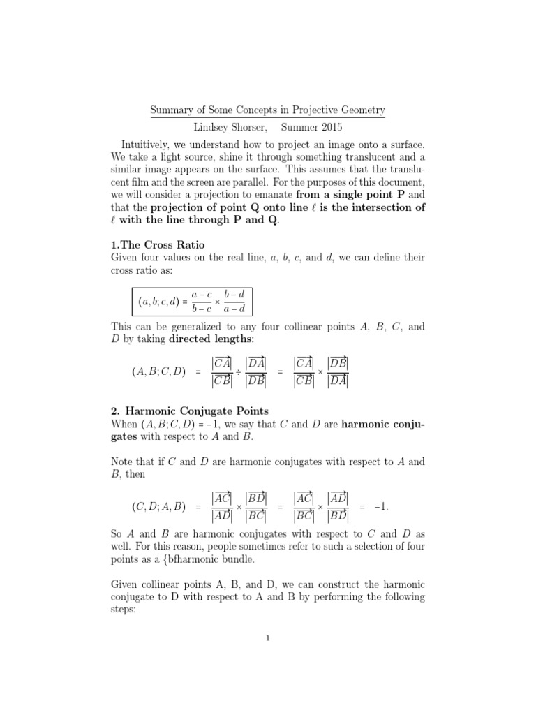 Projective Geometry Concepts Guide | PDF | Circle | Line (Geometry)