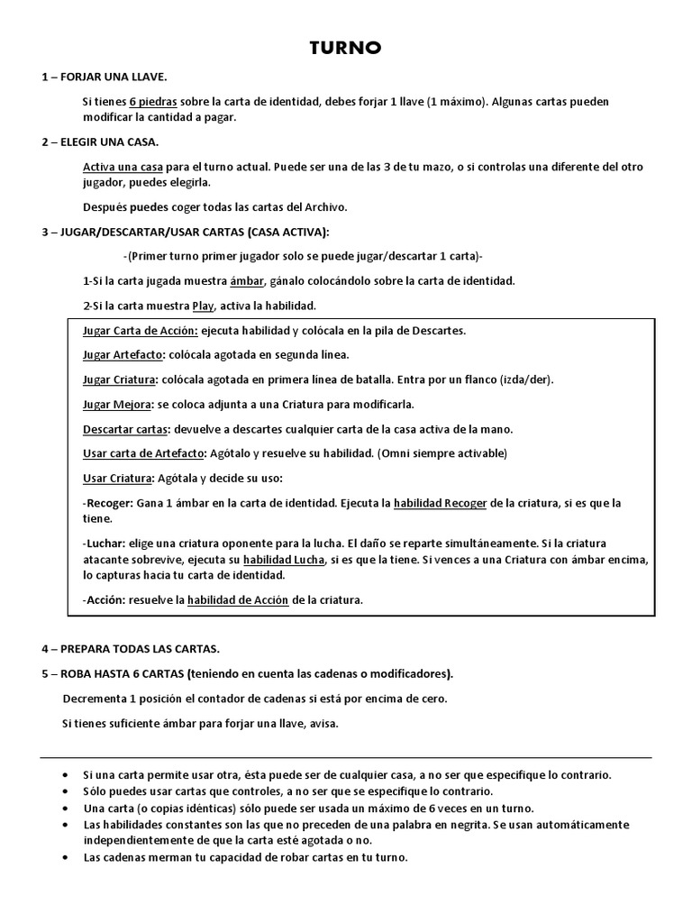 Resumen Reglas Keyforge | PDF | Juego de azar | Juegos de mesa