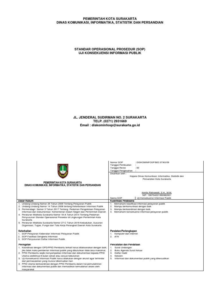 SOP Uji Konsekuensi Informasi Publik | PDF