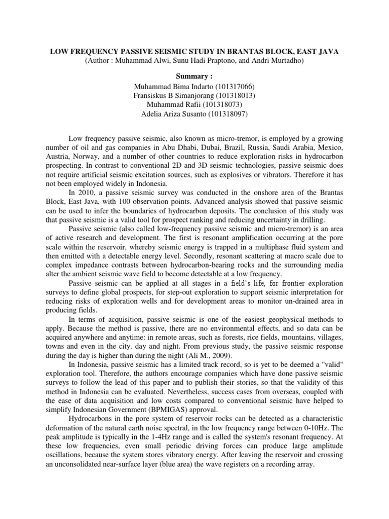 Low Frequency Passive Seismic | PDF | Reflection Seismology ...