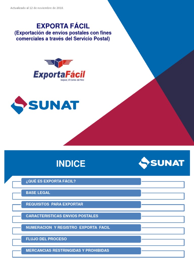 EXPORTA FACIL - 2018naf PDF | PDF | Aplicación movil | aduana