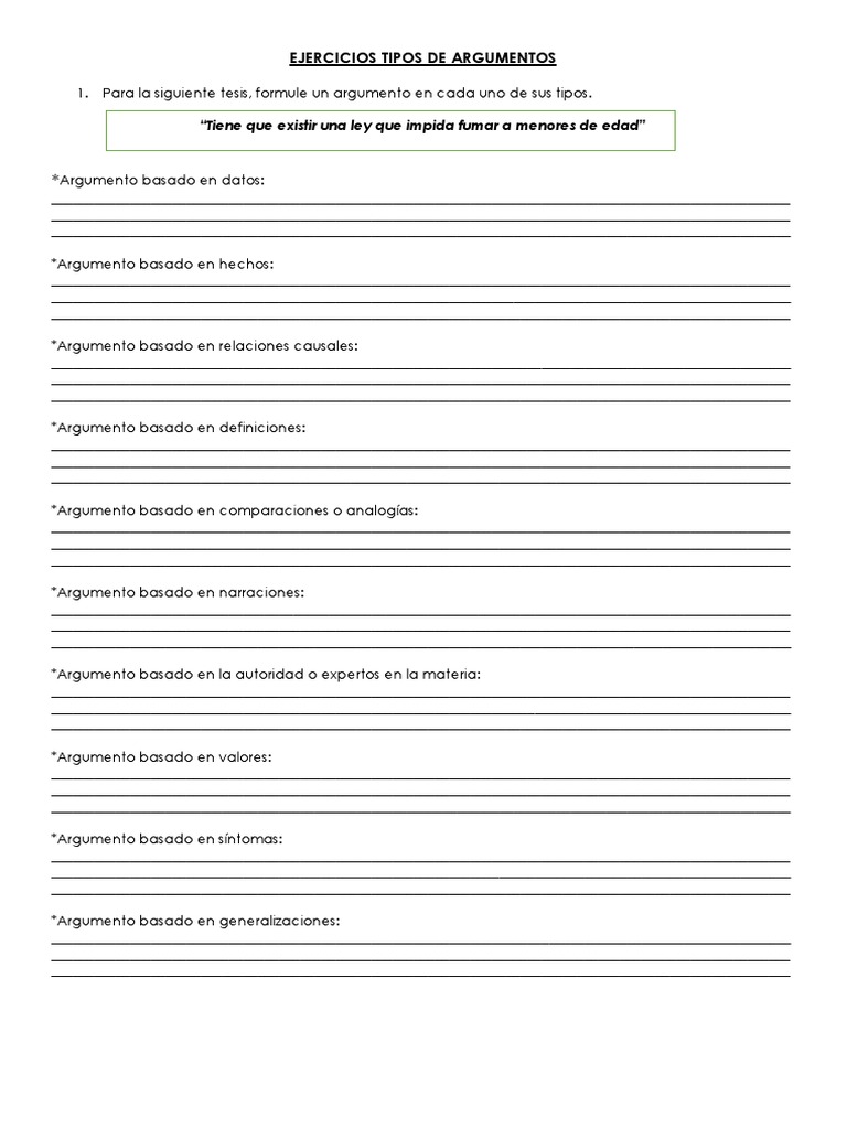 Ejercicios Tipos de Argumentos | PDF